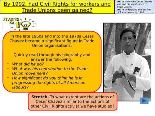 By 1992, had Civil Rights for workers and Trade Unions been gained ...
