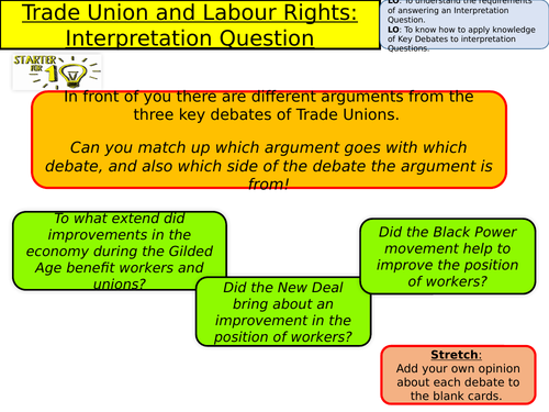 Trade Union and Labour Rights: Interpretation Question | Teaching Resources