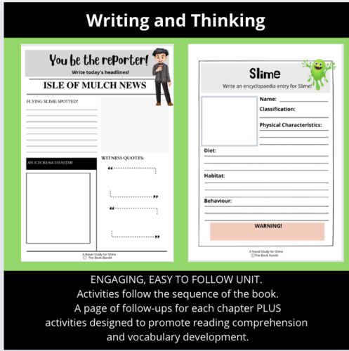 SLIME by David Walliams NOVEL STUDY and READING COMPREHENSION ...