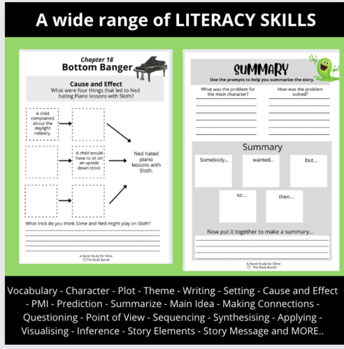 SLIME by David Walliams NOVEL STUDY and READING COMPREHENSION ...