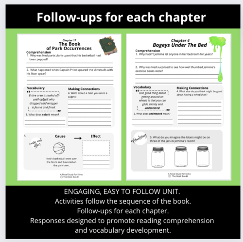 SLIME by David Walliams NOVEL STUDY and READING COMPREHENSION ...