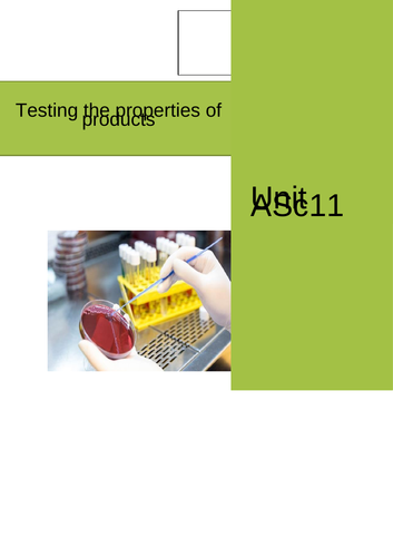 BTEC L1, Unit ASc 11, testing the properties of products | Teaching ...