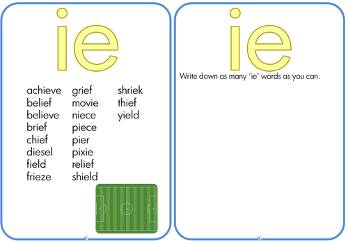 Long E ie grapheme Phonics word work lessons, worksheets and activities ...