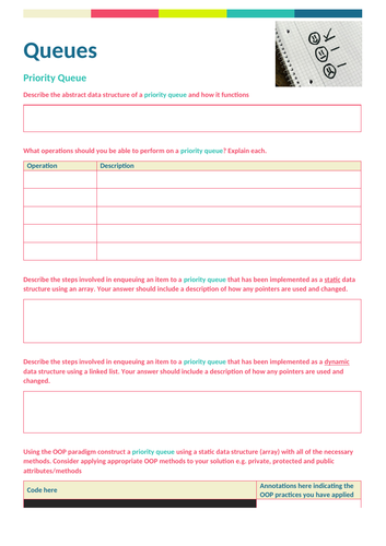 Priority Queue Data Structure - Scaffold and ANSWERS | Teaching Resources Priority Queue Data Structure - Scaffold and ANSWERS | Teaching Resources