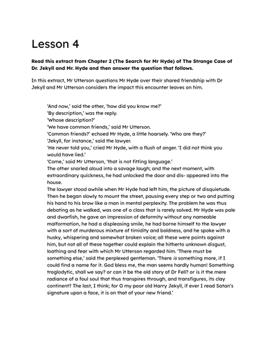 Jekyll and Hyde Tutoring + Revision Pack | Teaching Resources