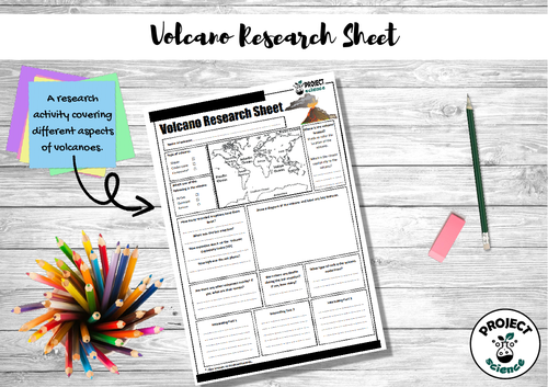 Volcano Research Sheet and Word Search | Teaching Resources