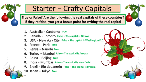 Geography Christmas Quiz 2022 | Teaching Resources