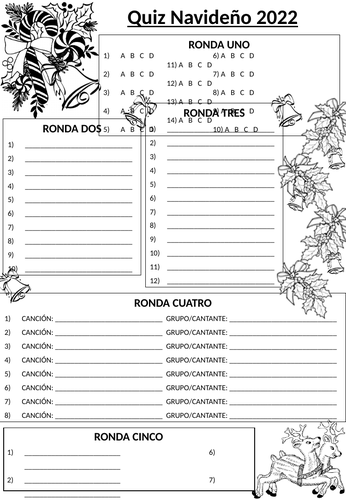SPANISH TL CHRISTMAS QUIZ 2022 | Teaching Resources