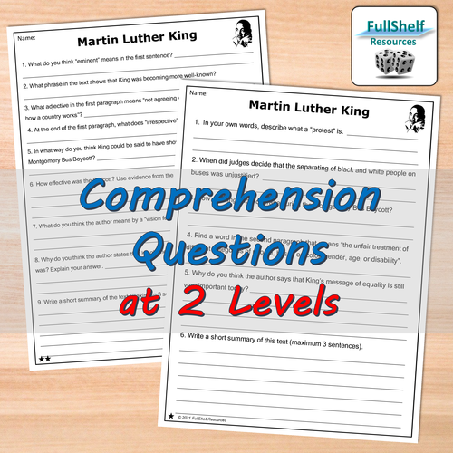 Martin Luther King Reading Comprehension | Teaching Resources
