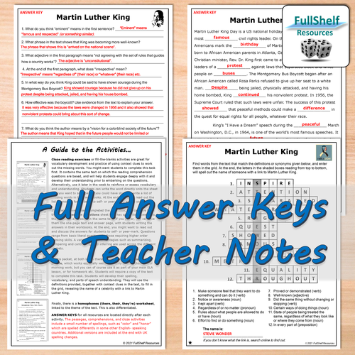 Martin Luther King Reading Comprehension | Teaching Resources