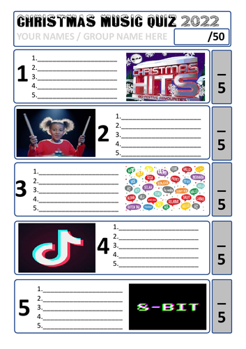 2022 Christmas Music Quiz FREE | Teaching Resources