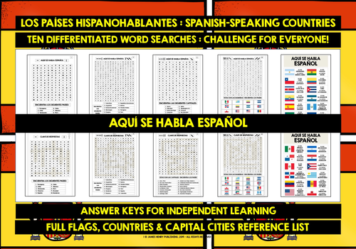 SPANISH-SPEAKING COUNTRIES WORD SEARCHES | Teaching Resources
