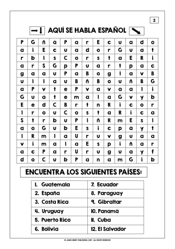 SPANISH-SPEAKING COUNTRIES WORD SEARCHES | Teaching Resources