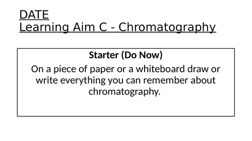 Applied Science Btec Unit 2 Chromatography Teaching Resources