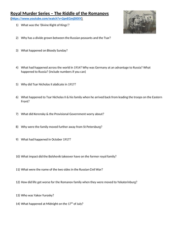 Romanov execution video worksheet | Teaching Resources