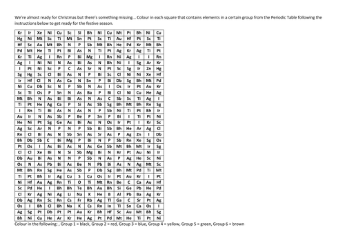 Christmas Colouring (Periodic Table) | Teaching Resources