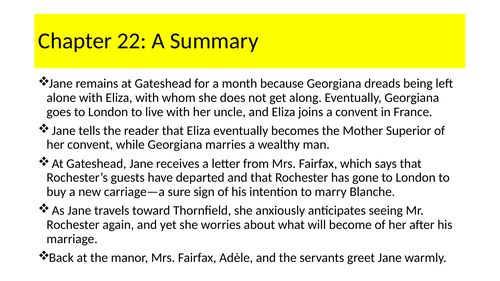 Jane Eyre: Chapters 22 - 24 | Teaching Resources