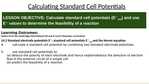 Calculating Standard Cell Potentials (Year 13 Electrochemistry #5 ...