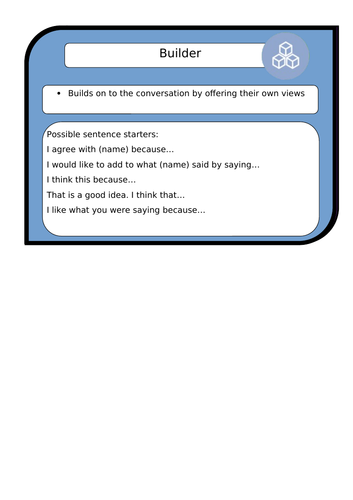 Talking and Listening Role Cards Groups | Teaching Resources