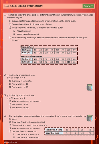 GCSE Proportion and Graphs | Teaching Resources