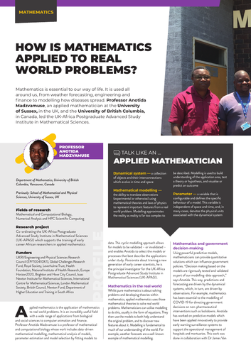 How is mathematics applied to real world problems? | Teaching Resources