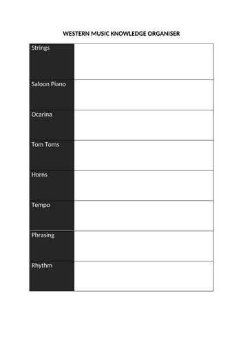 OCR Film Music - Western Film Music (Lesson 5) includes knowledge ...