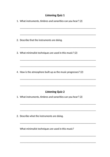 OCR Film Music - Minimalism Film Music (Lesson 3) includes knowledge ...