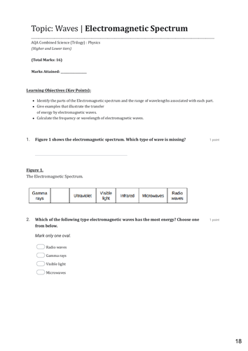 AQA GCSE Physics Topic: Electromagnetism Self-Assessment Revision ...