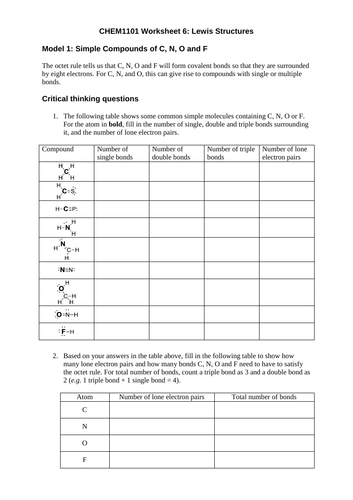 Formal Charge Worksheet | Teaching Resources