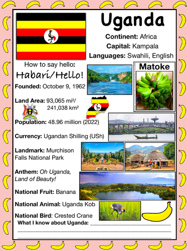 UGANDA History & Geography, Travel The World Worksheet | Teaching Resources