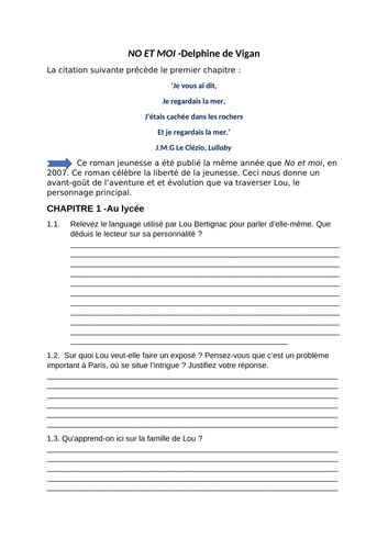 A Level French NO ET MOI AQA | Teaching Resources