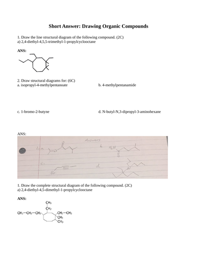 DRAWING AND NAMING ORGANIC COMPOUNDS Drawing & Naming Alkanes, Alkenes ...