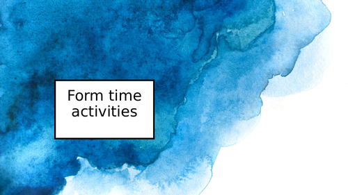 Form Time Activities | Teaching Resources