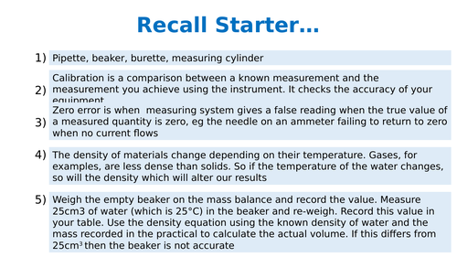 Aim A L2-Calibrating Pipettes & Balances | Teaching Resources