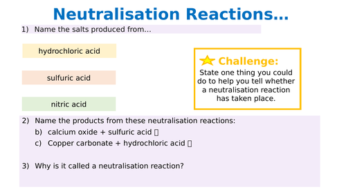 Aim A L3 - Neutralisation Reactions | Teaching Resources