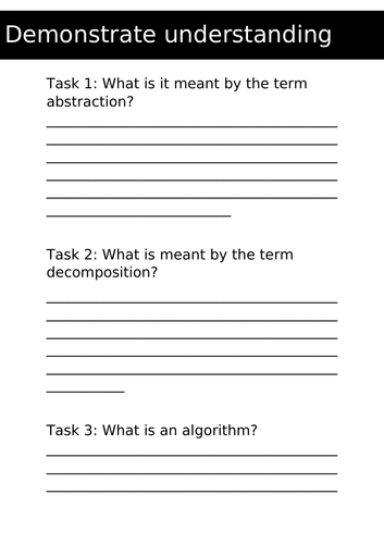 Computational Thinking Ocr Computer Science Gcse 9 1 Worksheet And