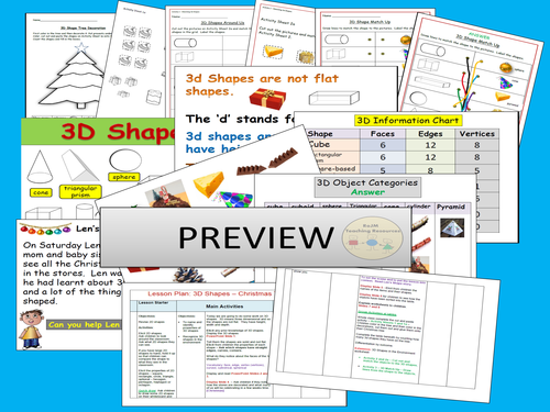 3D Shapes Christmas Theme Presentation Lesson Plan Worksheet Activities ...