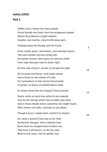 AQA English Literature - Tragedy Unit - John Keats Poems - Romanticism ...