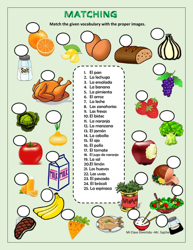 La comida vocabulary practice worksheets | Teaching Resources