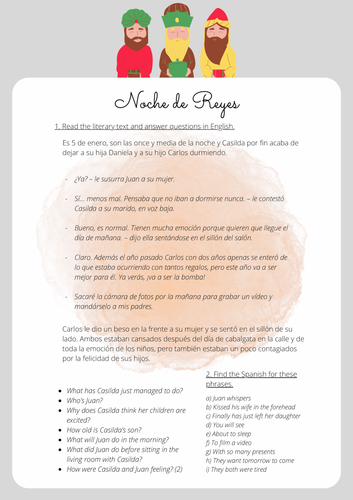 Reyes Magos - Literary Text Reading | Teaching Resources