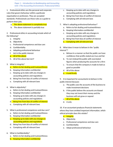 GCSE Accounting The Accounting Environment review assessment | Teaching ...