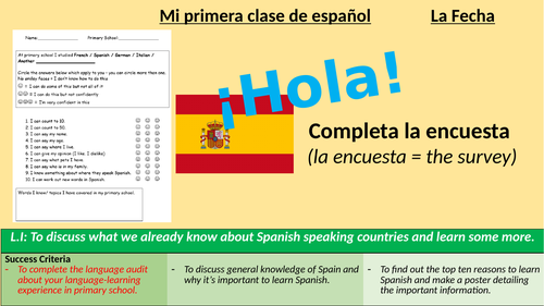 Y7 First Spanish Lesson | Teaching Resources