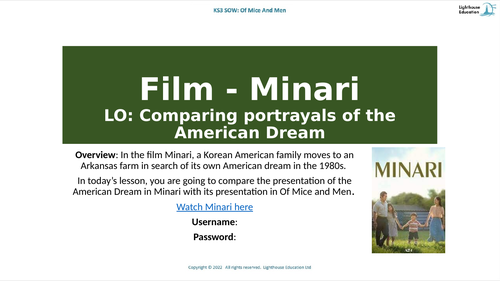 Of Mice and Men Complete SOW | Teaching Resources