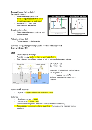 GCSE chemistry- energy change grade 9 revision notes | Teaching Resources