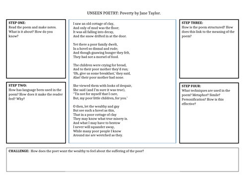 Unseen Poetry worksheets | Teaching Resources