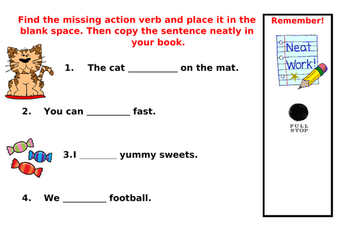 Literacy Action Verbs | Teaching Resources
