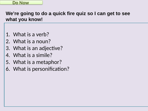 Year 6 English Transition Lesson - Poetry | Teaching Resources