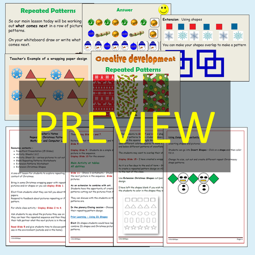 Christmas Repeating Patterns Sequences Presentation Activities ...
