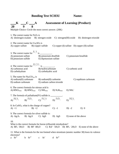 5 TESTS Ionic Bonding Test Covalent BONDING TEST PACKAGE Grade 11 ...