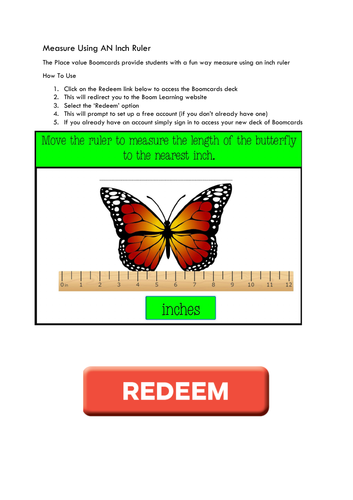 Boom Cards- Measuring With A Moveable Inch Ruler | Teaching Resources